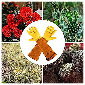 Gardening Gloves for Men & Women, Rose Pruning Gloves, Adjustable Cuff - Long Thorn Proof Gardening Gloves, Garden Gifts & Tools for Gardener, Breathable Leather Garden Gloves, Long Yard Work Gloves