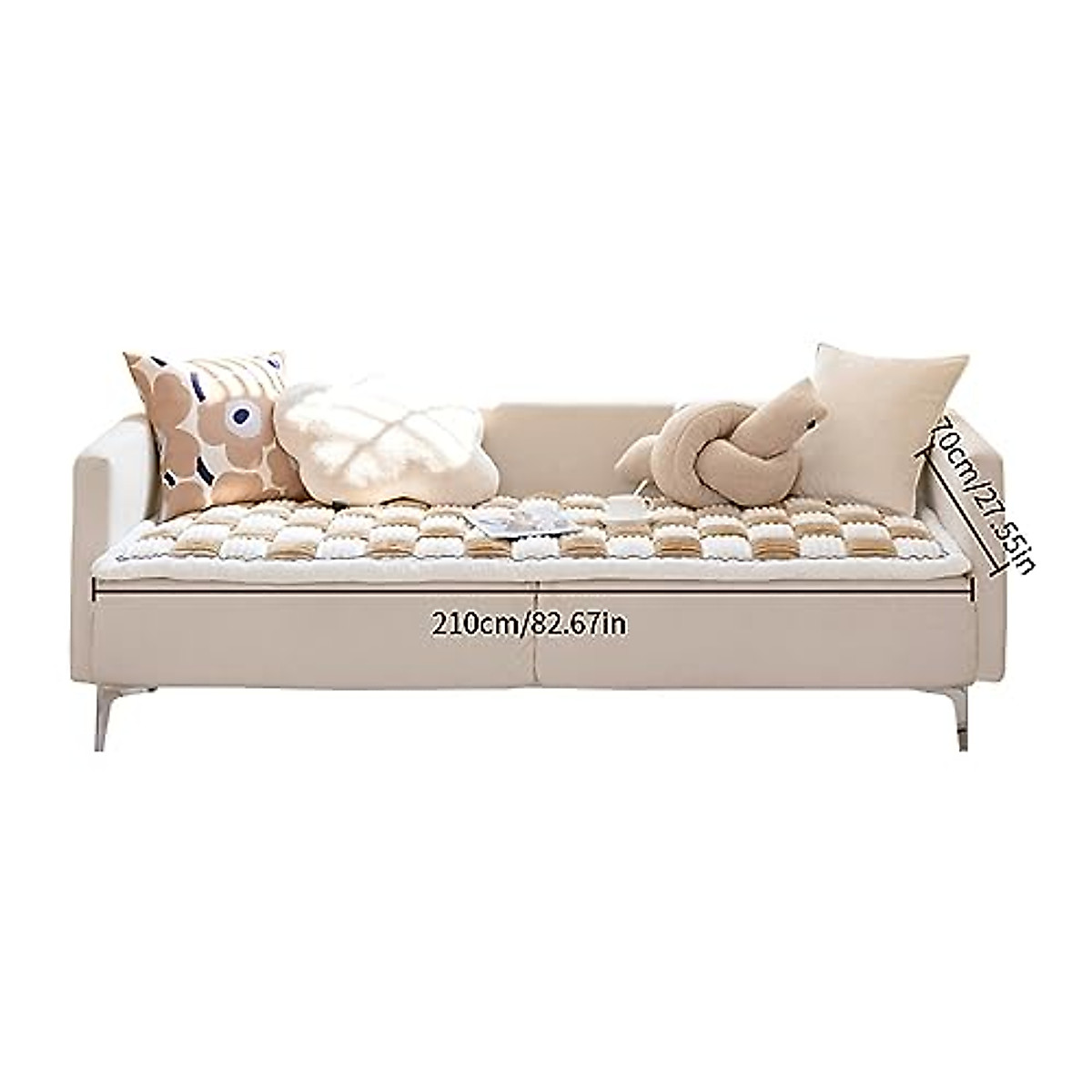 HOMEREFROM Cream-Coloured Large Plaid Square Pet Mat Bed Couch Cover, Fuzzy Couch Cover for Sofa, Dog Blankets for Large Dogs, Dog Bed Cover Pet Blanket (27.55 * 82.67, Black)