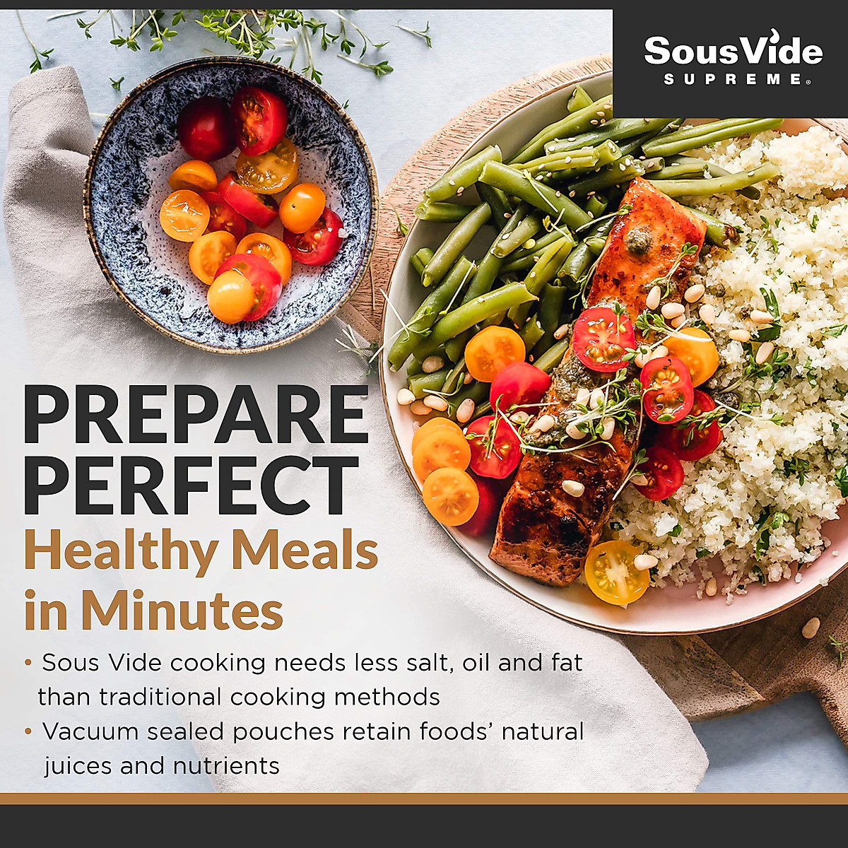 SousVide Supreme Touch 9 Liter | Sous Vide Water Oven | Accurate and Stable Temperature | Touch Control Water Bath Cooker | Quiet Operation