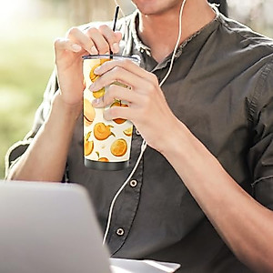 QWEUIOP 20oz Insulated Travel Coffee Mug Cake Peach Pattern Stainless Steel Tumbler with Lid Double Wall Vacuum Coffee Cup For Hot and Cold Drinks14136