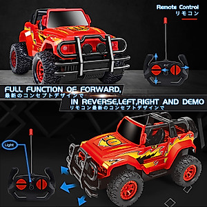 Remote Control Car, 1:20 Scale Off Road Rc Truck Racing Car Toy for Boys 4-7 8-12 Remote Control Truck with Led Headlights Monster Truck Toys Birthday Gift for Kids Ages 3-5, Racing Car Red