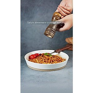 famiware Saturn 4 Pieces Pasta Bowls Set, 8.75 inch Salad Bowls, Stackable, Large Capacity, Perfect for Your Friend for Housewarming, Thanksgiving, White