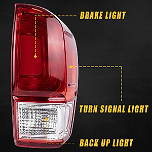 Boine Compatible With 2016 2017 2018 2019 2020 2021 Toyota Tacoma Pickup Right Passenger Side Red Tail Light Housing Replace 81550-04170