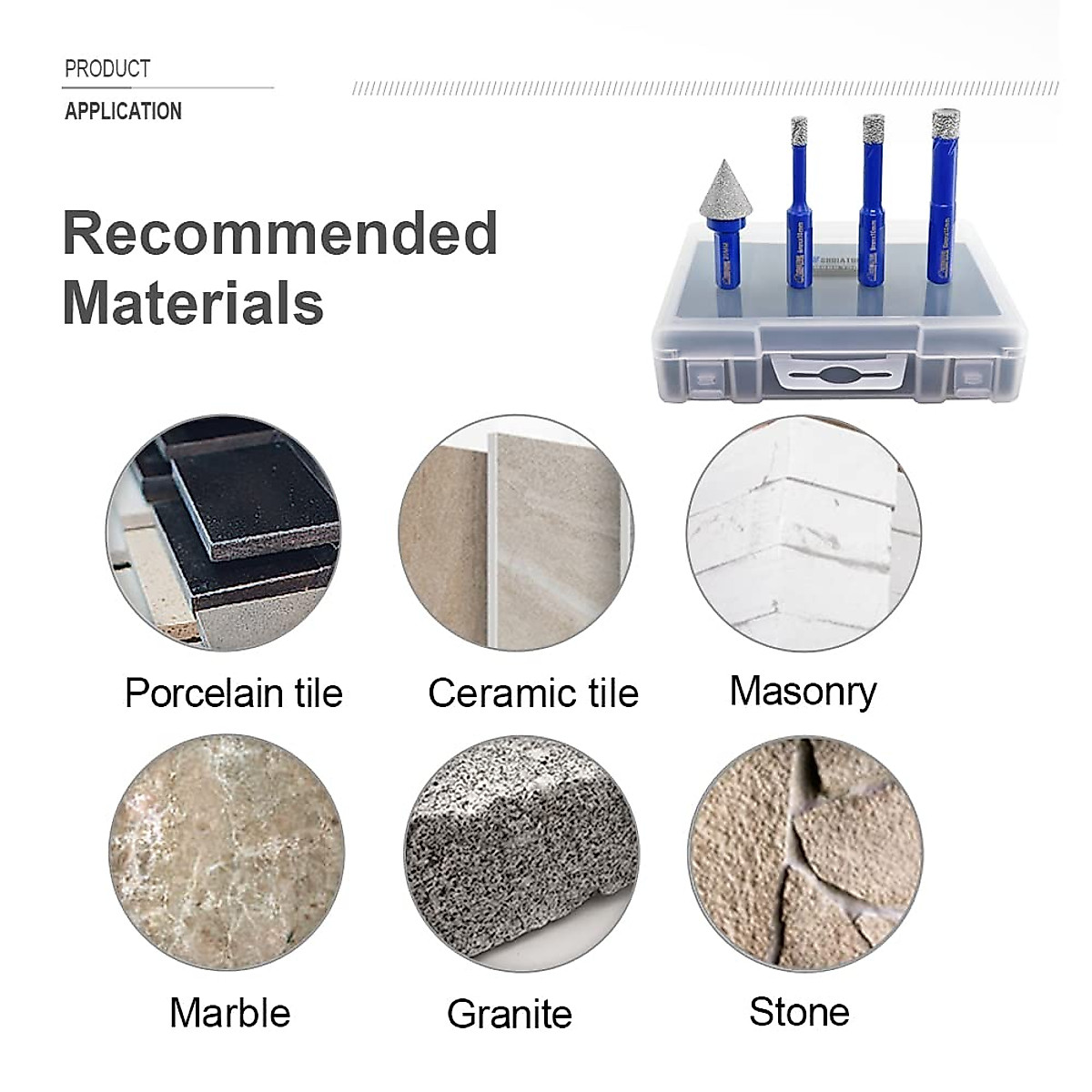 SHDIATOOL Diamond Drill Bits Tile, Porcelain Core Hole Saws for Ceramic Marble and Mortar Raking Bit 7.2MMx 74MM Mortar Router