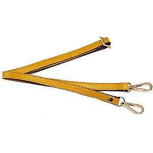 12mm Replacement Genuine Leather Purse Straps Adjustable Crossbody Shoulder Handbags Goldtone Buckles (130cm/51.2"(Adjustable), Yellow)