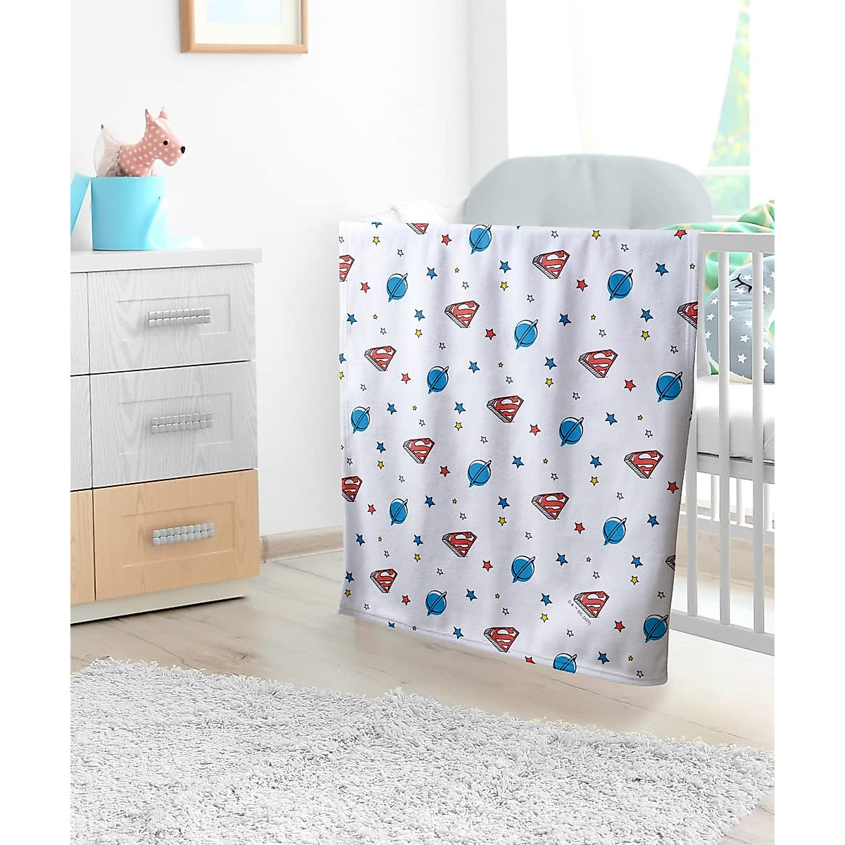 LOGOVISION Superman Lightweight Baby Blanket, 30"X40", Space Pattern Unisex for Infants Girls & Boys