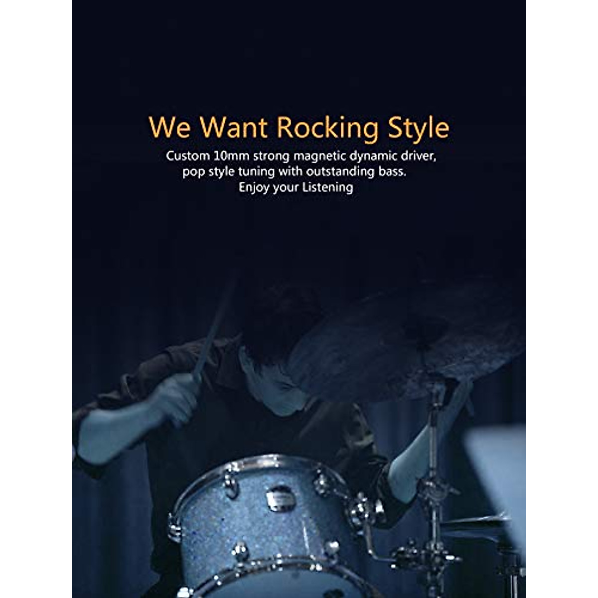 Better Whizzer OM1 in Ear Headphones, Noise-Isolating in Ear Monitors,Hi-Fidelity Stage Earphones,Wired Headset Tri-Frequency Alignment with 2 Pin Detachable Cable Natural Sound Earbuds