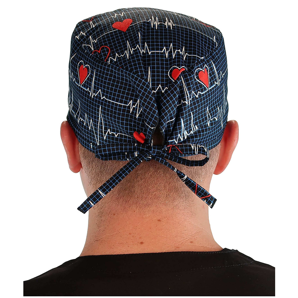 Sparkling EARTH Heartbeats on Navy - Unisex Classic Surgical Style Scrub Working Cap - Built in Sweatband- 100% Cotton - Made in The USA!