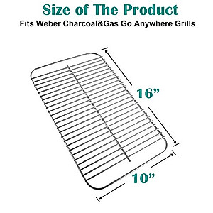 EasiBBQ 80631 Stainless Steel Grill Grate for Weber Go-Anywhere Charcoal and Gas Grill, Replaces 70211, 3634, 67195, 16" x 10"