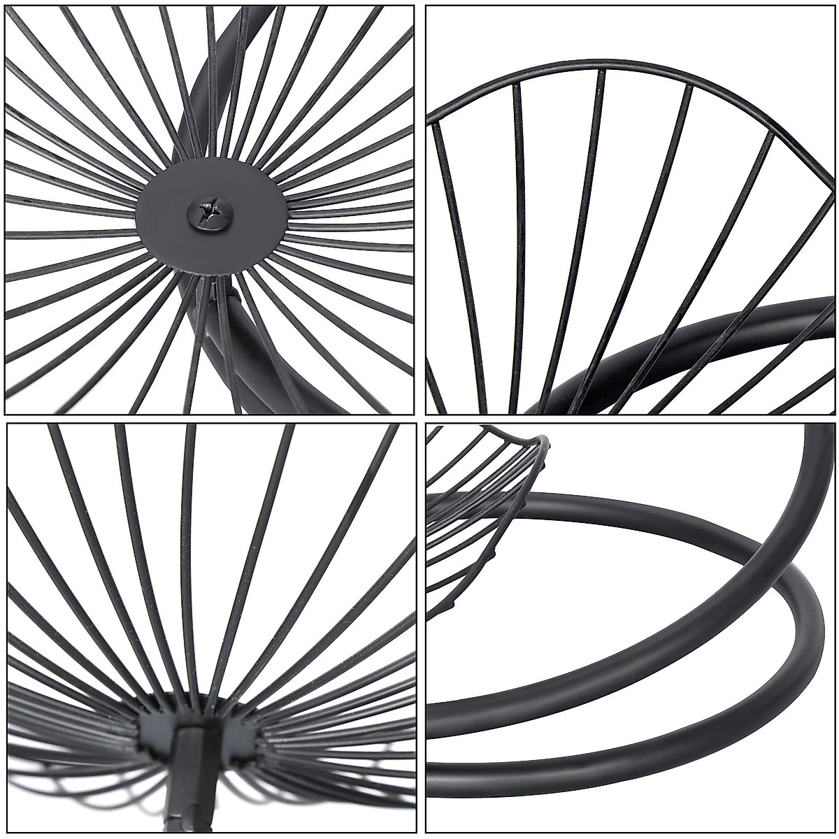 RAUVOLFIA 3-Tier Fruit Basket Holder Decorative Fruit Bowl Stand, Dining Table & Kitchen Counter Organizer, Black