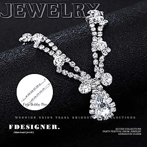 Fdesigner Bride Crystal Head Chain Wedding Rhinestone Hair Chain Pageant Prom Pendant Headpieces Jewelry Party Festival Hair Accessories for Women(Silver)