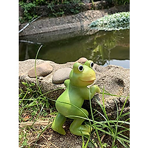 iRonrain Indoor Outdoor Statue Hanging Frog, Garden Mini Art Décor Figurine Ornament for Planter Pots Hanger Porch Patio Lawn (Design A)