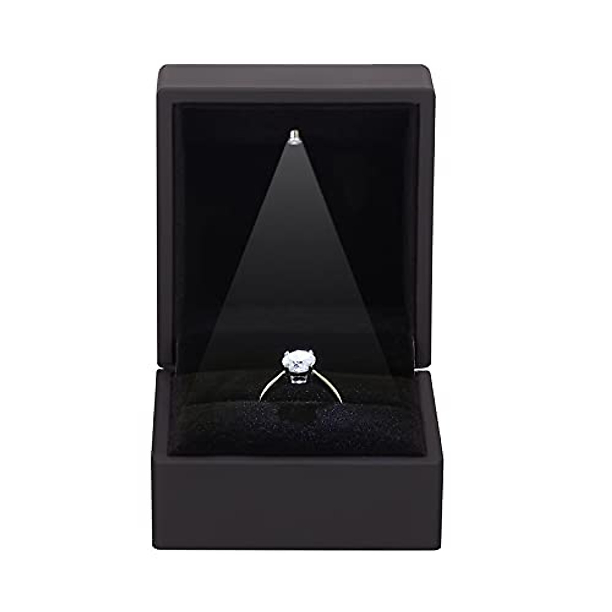 2 Pieces Ring Earring Gift Box with LED light, Elegant Velvet Ring Case Jewelry Display for Proposal, Engagement, Wedding, Gift (Black)