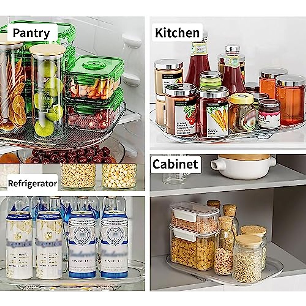 Lazy Susan for Refrigerator, Lazy Susan for Refrigerator Rectangular, Square Lazy Susan Turntable Organizer, Rectangular Turntable for Refrigerator