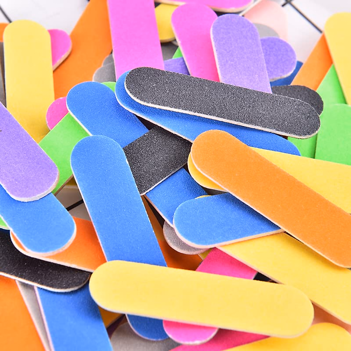 XIDAJIE 100pcs Colorful Mini Nail Files Bulk, Disposable Double Sided Emery Boards Nail Art Tool Manicure Pedicure Tools for Home Salon Use