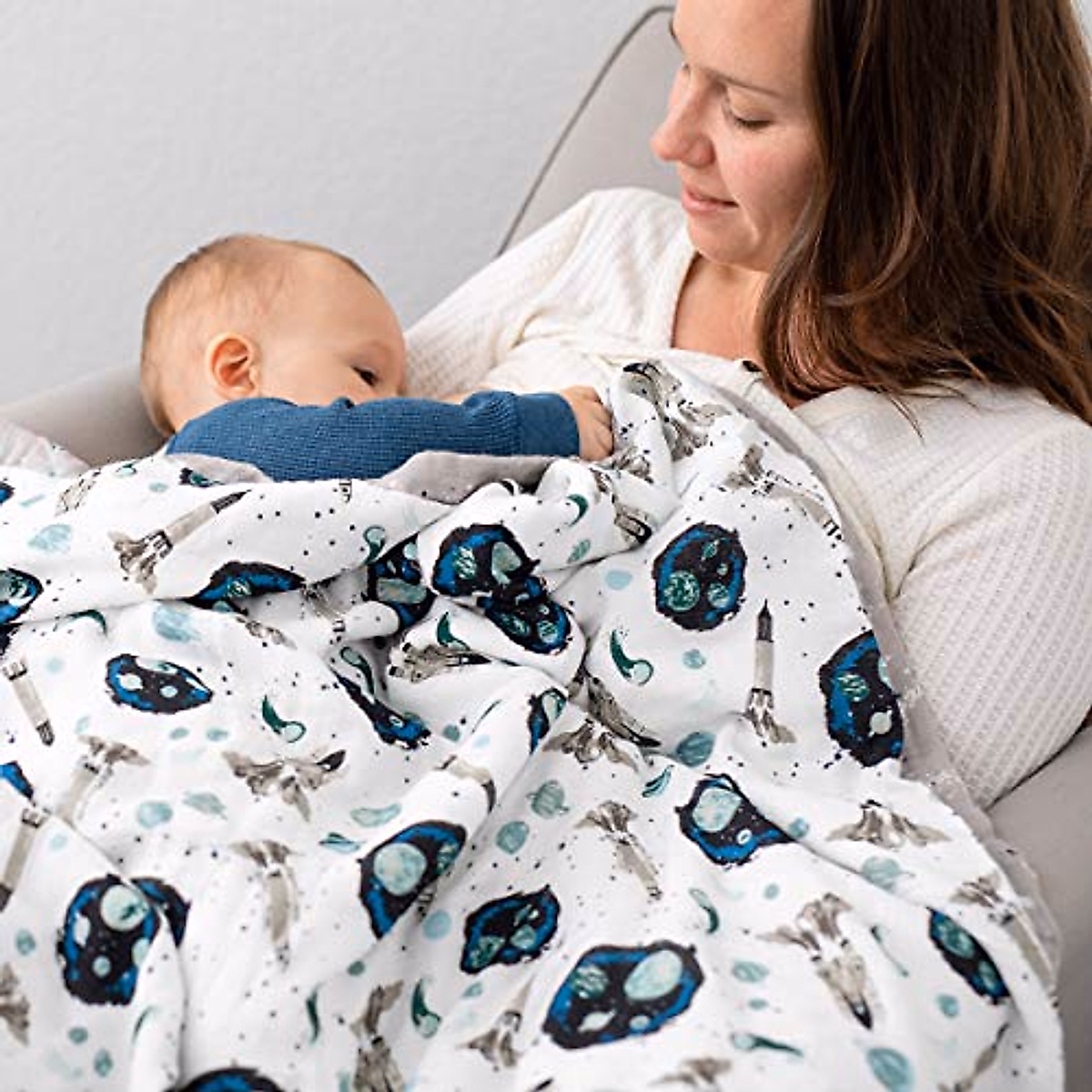 Bebe au Lait Oh So Soft Muslin Super Snuggle Blanket - Space and Galaxy