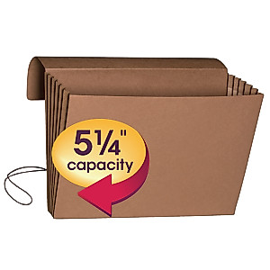 Smead Redrope Expanding File Wallet, Flap and Cord Closure, 5-1/4" Expansion, Fully Lined Tear Resistant Gusset, Legal Size, 10 per Box (71111)