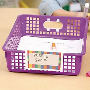 Really Good Stuff - 666001 Plastic Desktop Paper Storage Baskets for Classroom or Home Use – Plastic Mesh Baskets in Fun Rainbow Colors – 14.25” x 10” – (Set of 6)