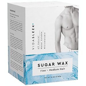VidaSleek Sugar Wax Hair Remover for Men & Women - 100% Natural, Gentle & Washable Formula at Home Waxing - 10 Oz