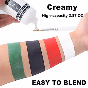 Go Ho Professional Cream White Face Paint Washable(2.37oz),Water Based White Body Paint Makeup,White Makeup for Halloween Cosplay SFX Goth Vampire Zombie Clown Makeup