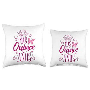 15 Birthday Quinceanera Gifts Sweet 15 Mexican Birthday Party Quinceanera Mis Quince Años Throw Pillow, 16x16, Multicolor