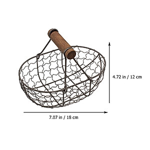 DOITOOL Wire Egg Basket with Wood Handle Country Vintage Style Egg Gathering Basket Wire Fruit Storage Basket Vegetables Container for Carrying and Collecting Chicken Eggs