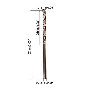 uxcell 2.3mm Drill Bits High Speed Steel Straight Shank 52mm Length Twist Drill Bit Fully Ground Titanium Coated 12 Pcs