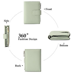 GAEKEAO Small Wallets for Women Leather RFID Blocking Bifold Zipper Pocket Wallet Card Case Purse with ID Window