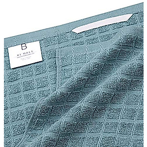 Kitchen Towels 16"x 28" | Dish Towels | Kitchen Hand Towels | Large Dishcloths Set | Highly Absorbent Tea Towel, Soft with Hanging Loop | Natural Ring Spun Cotton, 380 GSM | Aqua Check Design - 6 Pack