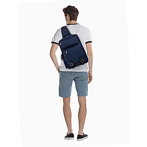 Messenger Bag for Men Canvas Sling Bag Crossbody Backpack Laptop Shoulder Bag Hiking Daypacks Casual Tactical Travel School (Dark blue-D)