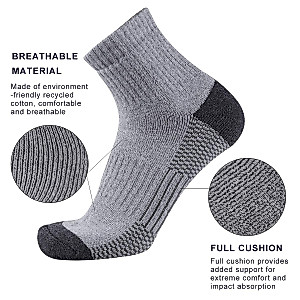 Heatuff 12 Pairs Men's Cotton Performance Athletic High Ankle Extra Heavy Cushion Quarter Socks