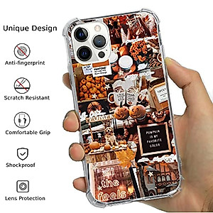 Autumn Case Halloween Pumpkin Case Compatible with iPhone 14 Pro, Aesthetic Fall Case for iPhone 14 Pro for Women Men, Unique Trendy Design TPU Bumper Protective Cover Case