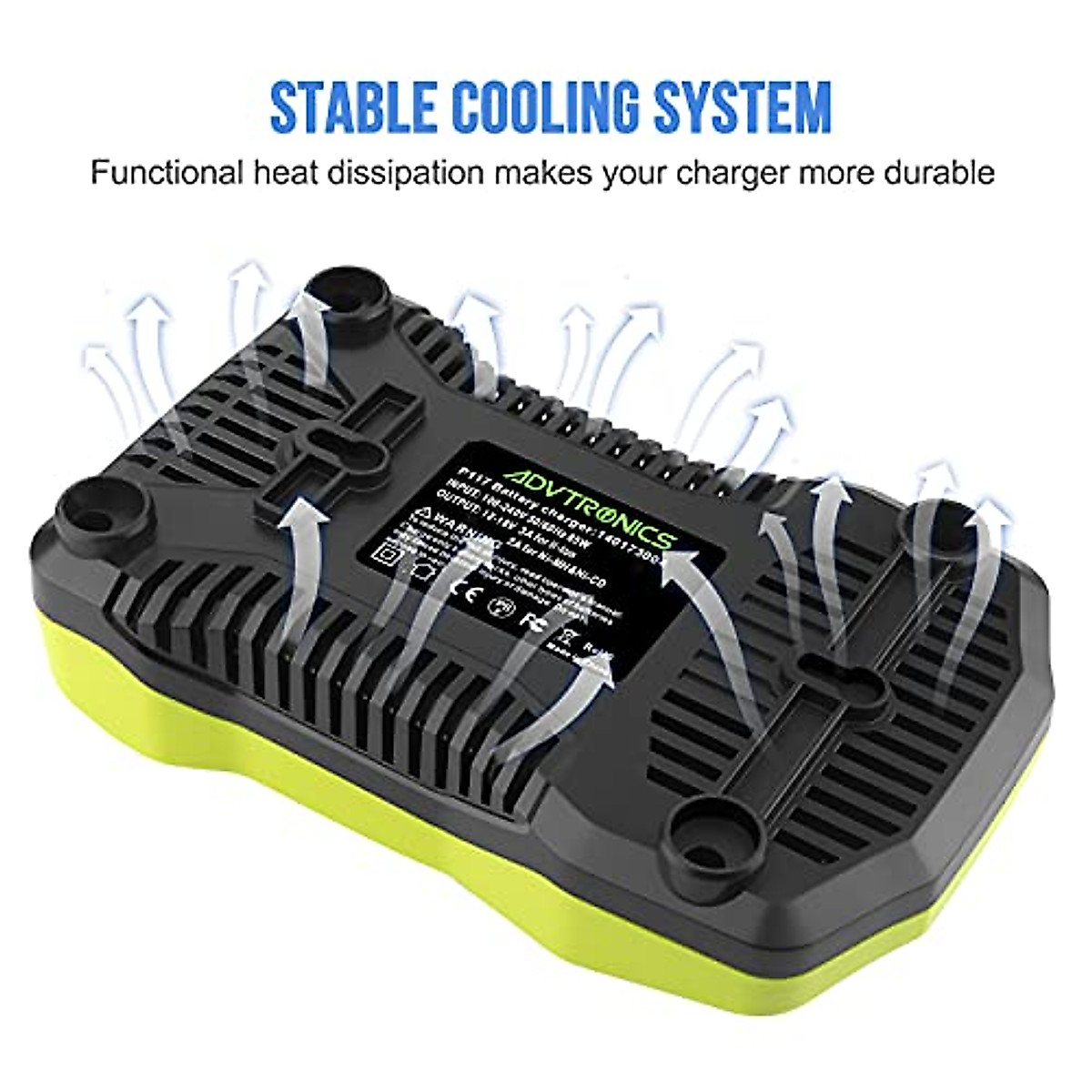 ADVTRONICS P117 P118 Dual Chemistry Charger Compatible with Ryobi 12V-18V One+ NiCd NiMh Lithium Battery P100 P101 P102 P103 P105 P107 P108 P200 1400670
