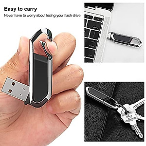 64GB USB Flash Drive Portable Metal Thumb Drive with Keychain USB 2.0 Memory Stick Pen Drive for External Data Storage, Black