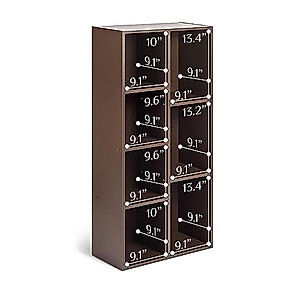 Amazon Basics 7 Cube Organizer Bookcase, Storage Shelves, Book Shelf, Espresso, 9.3"D x 19.5"W x 41.7"H
