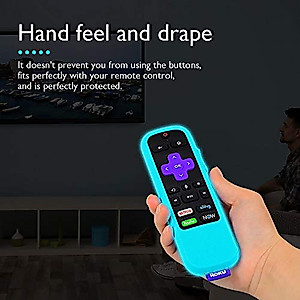 2 Pack Silicone Protective Cases Compatible with TCL Roku TV Steaming Stick 3600R Remote Control, Lightweight Shockproof TV Remote Cover Anti Slip Remote Controller Cover Skin (Glow Blue + Glow Green)