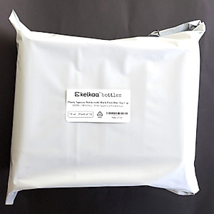 kelkaa 16oz HDPE Durable Squeezable Plastic Bottles with Black Press Disc Top Cap Natural Clear Container for Any Liquid Products, Multi-Purpose Empty Refillable Bottles (Pack of 10)