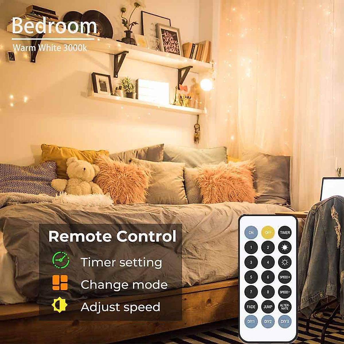 Twinkle Fairy Lights Indoor,66ft 200LED String Lights with USB Plug in,Decorative Lights for Boho Aesthetic, Room Decor Teen Girls, Christmas Tree Wedding Party Bedroom Lights, Warm White