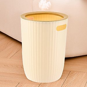 Household Wastebasket, Large Capacity Garbage Can, Pressure Ring Bathroom Toilet Garbage Can, Durability Plastic Trash Cans, for Kitchen Bedroom (Coffee)