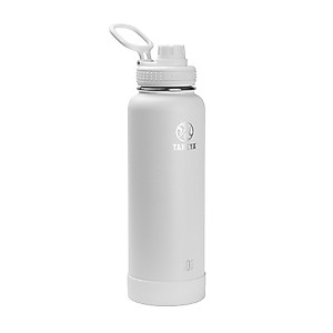 Takeya Actives Insulated Stainless Steel Water Bottle with Spout Lid, 40 Ounce, Onyx and Arctic