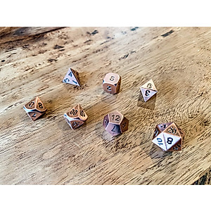 Premium Solid Metal Polyhedral RPG Dice Set - Bronze