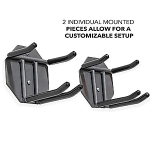 Ski Wall Mounted Rack, Holds 2 Pairs of Skis & Skiing Poles or Snowboard, for Home and Garage Storage, Wall Mounted, Heavy Duty, Rubber-Coated Hook, Set of 2 Hooks