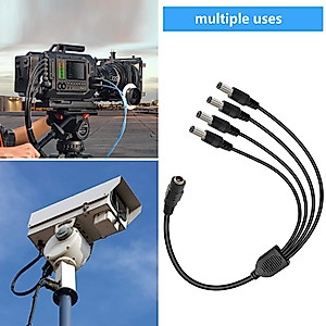 SAISN DC Power Y Splitter Cable 1 Female to 4 Male Plug for CCTV Camera (1 to 4)
