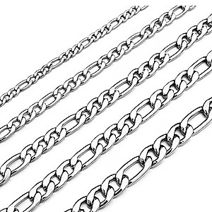 Monily Chain Necklace for Men 4MM 16 Inches Stainless Steel Figaro Link Chain for Women Boys