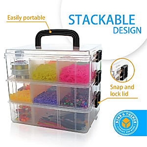 Bins & Things Ultimate Bundle Set of Stackable Storage Containers with 18 Adjustable Comaprtments Case and 2 Tray Case - Craft Storage/Craft Organizers and Storage - Art Supply Organizers.