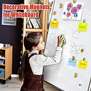 Fridge Magnet, 48 Pcs Refrigerator Magnets for Whiteboard, Cute Magnets Fridge, 6 Different Shaped Cactus Locker Magnets, Strong Fridge Magnets Fun Decorative Magnets for Fridge Kitchen Office