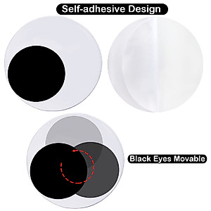Cinvo 2.7 Inch Medium Googly Eyes Self Adhesive 7cm Big Wiggle Eyes Large Sticky Eyes for Party Halloween Decor Door Christmas Trees Cleaning Robot VR Goggles Classroom DIY Craft Projects (Pack of 6)