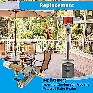 ETERMETA Gas Safety Control Valve with Piezo Push Ignition Device for Garden Sun Propane Powered Patio Heater Repair Replacement Parts, 7/16"-24 UNEF Inlet & Outlet, Gold