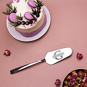 Personalized Cake Server Set Elegant Cake Knife and Server in Wooden Box (optional) Wedding Cake Knife Cutting Set Pie Cutter & Spatula for Birthday Anniversary Bridal Shower (Style 1)