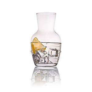 Trinkware Calici Nightstand Water Carafe With Tumbler - Etched Swirl Design With Stones - 2 Piece Water Set Pitcher And Cup